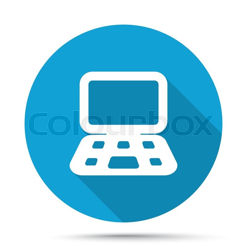White Computer icon on blue button ... | Stock vector | Colourbox