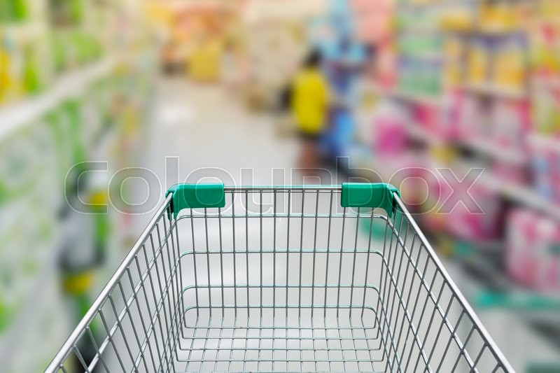 Rear view of empty shopping cart with ... | Stock Photo | Colourbox