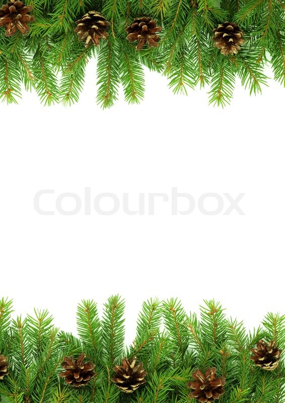 Julen grønne rammer isoleret på hvid ... | Stock foto | Colourbox
