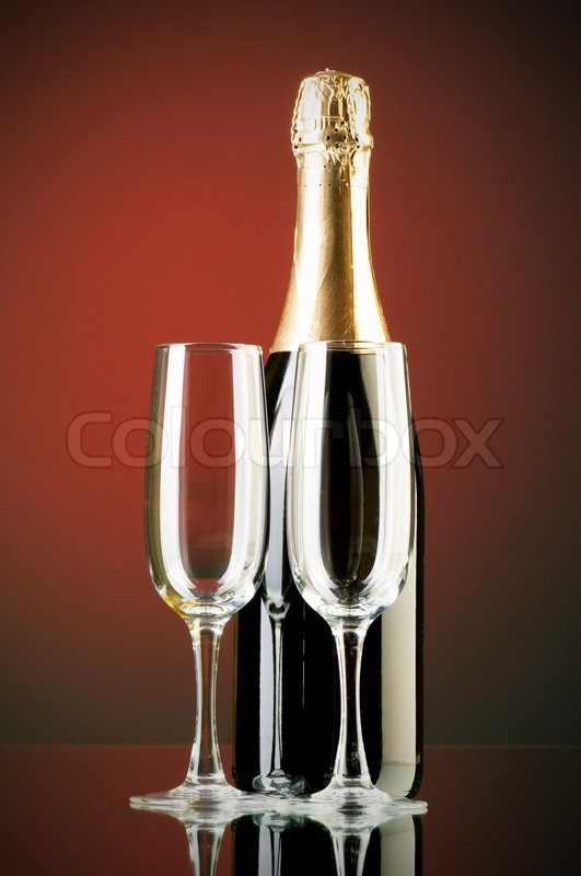 Champagne against color gradient ... | Stock image | Colourbox