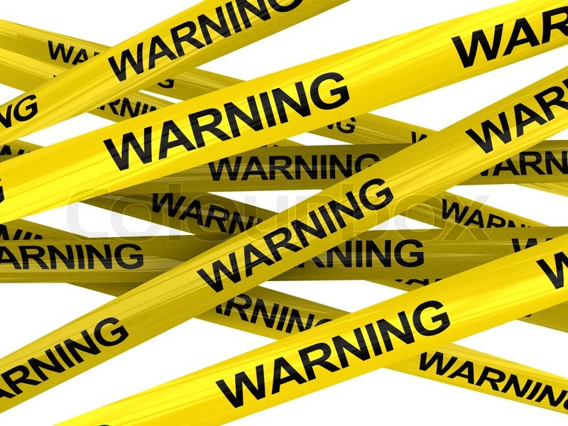 3d illustration of warning ribbons isolated over white background ...