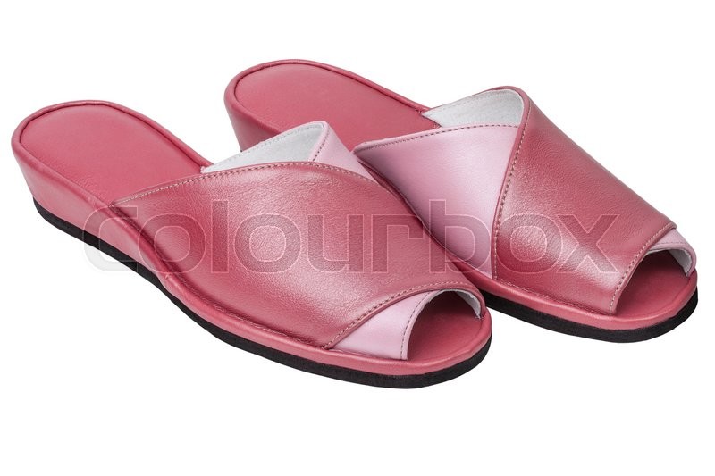 Pair genuine leather female slippers ... | Stock image | Colourbox