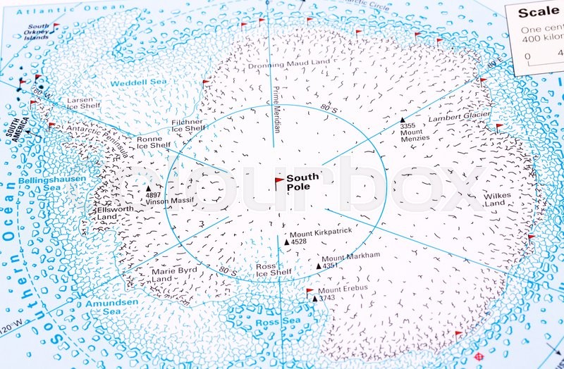 South Pole and Antarctida map. | Stock image | Colourbox