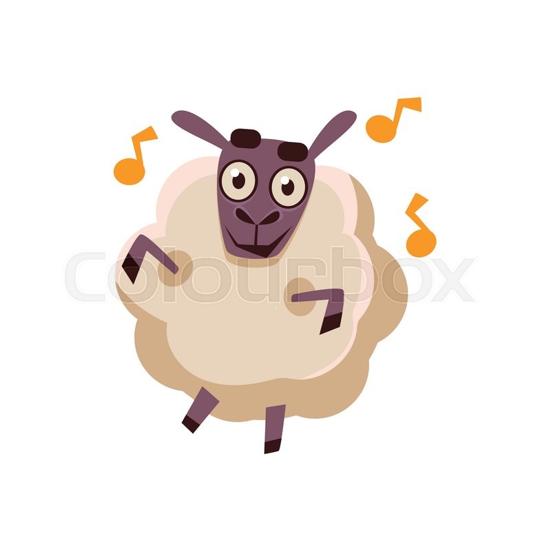 Sheep Dancing With Music Cute Childish ... | Stock vector | Colourbox