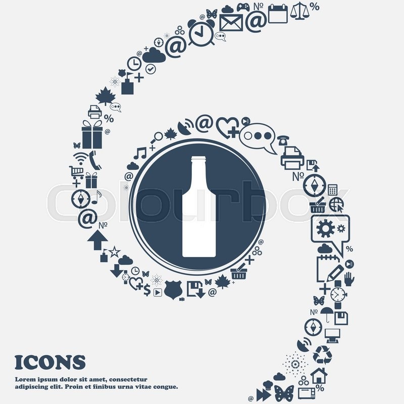 Bottle icon sign in the center. Around ... | Stock vector | Colourbox