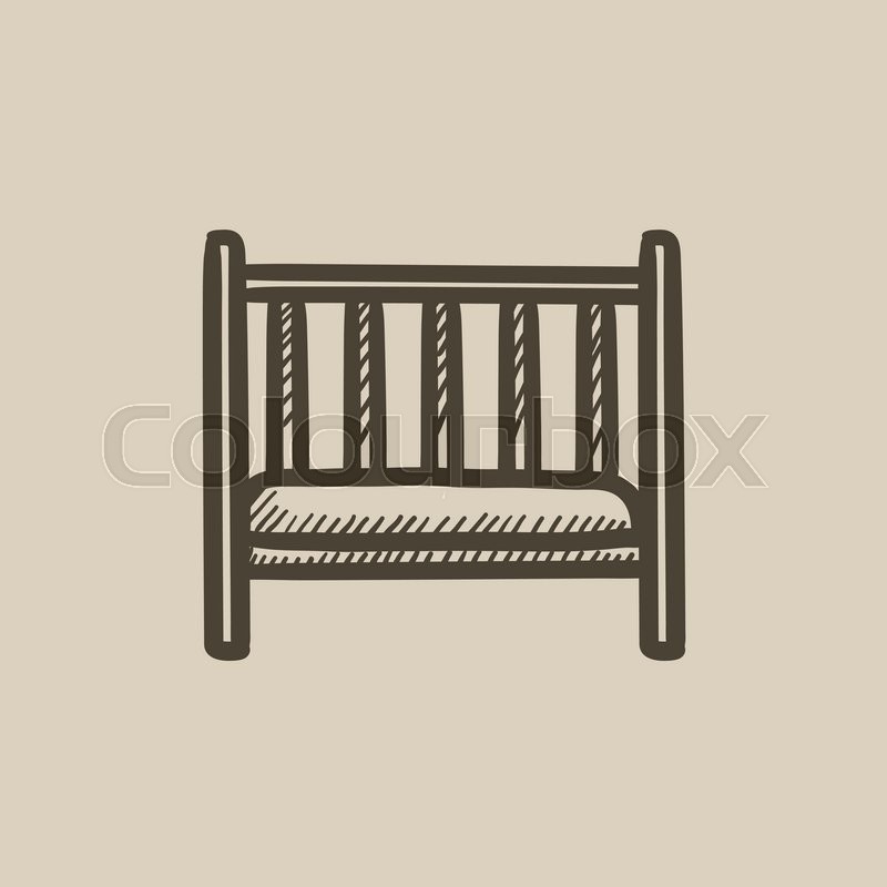 Baby cot vector sketch icon isolated ... | Stock vector | Colourbox