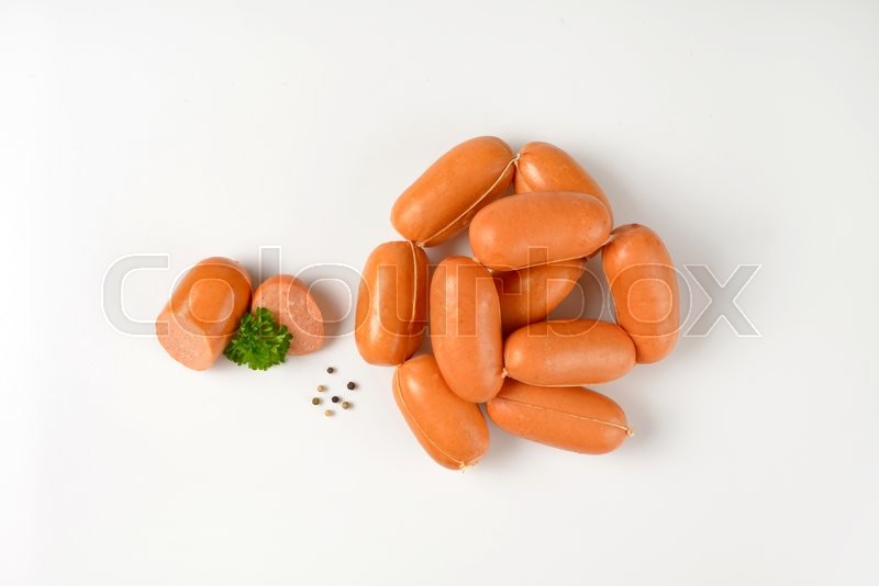 Raw short fat shaped sausages for ... | Stock Photo | Colourbox