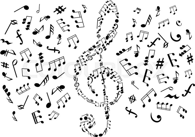 Treble Base Clef And Music Notes Symbols