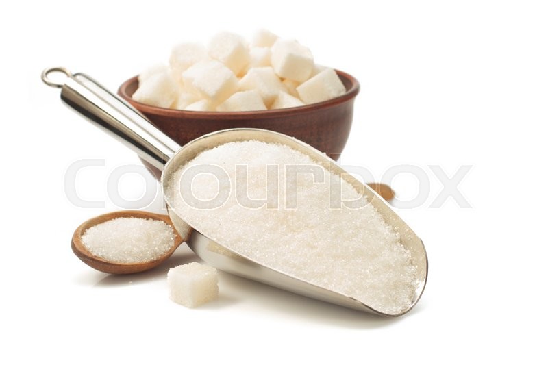 Granulated sugar in scoop isolated on ... | Stock image | Colourbox