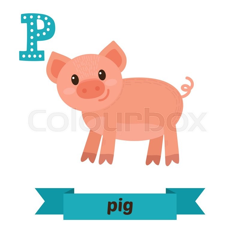Pig. P letter. Cute children animal ... | Stock vector | Colourbox