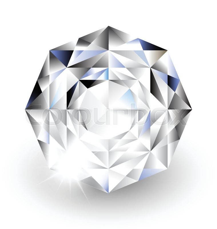 Diamond with sparkle light on White ... | Stock vector | Colourbox