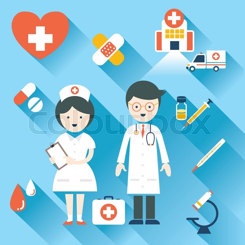 Illustration : Doctor & Nurse with ... | Stock vector | Colourbox