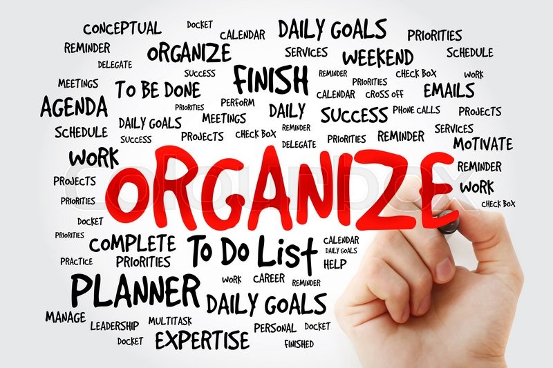 Hand Writing Organize Word Cloud Stock Image Colourbox