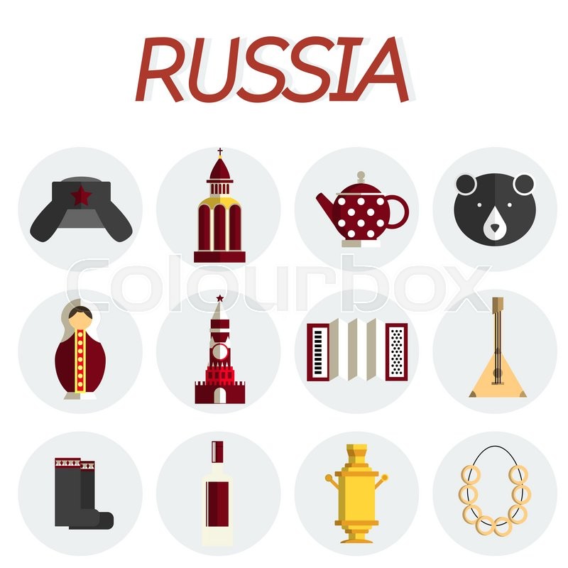 Travel to Russia. Set of icons of ... | Stock Vector | Colourbox