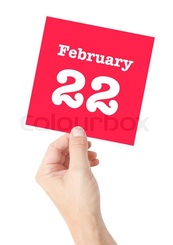 February 22 written on a card held by a ... | Stock image | Colourbox