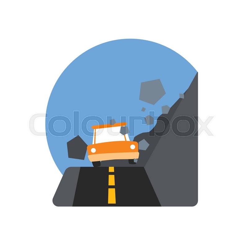 Rockslide Crushing The Car Natural ... | Stock vector | Colourbox