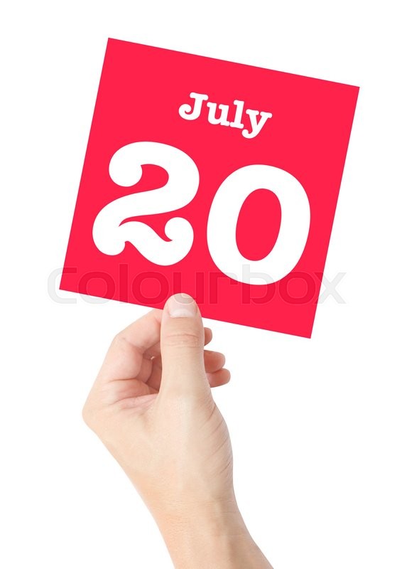 July 20 written on a card held by a ... | Stock image | Colourbox