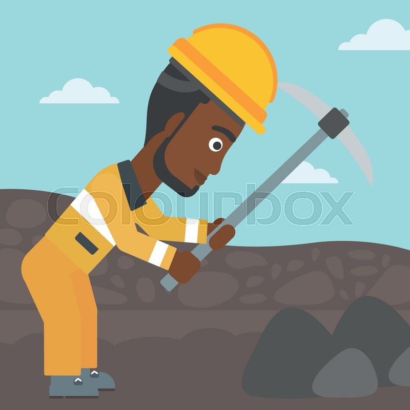 An african-american miner working with ... | Stock vector | Colourbox