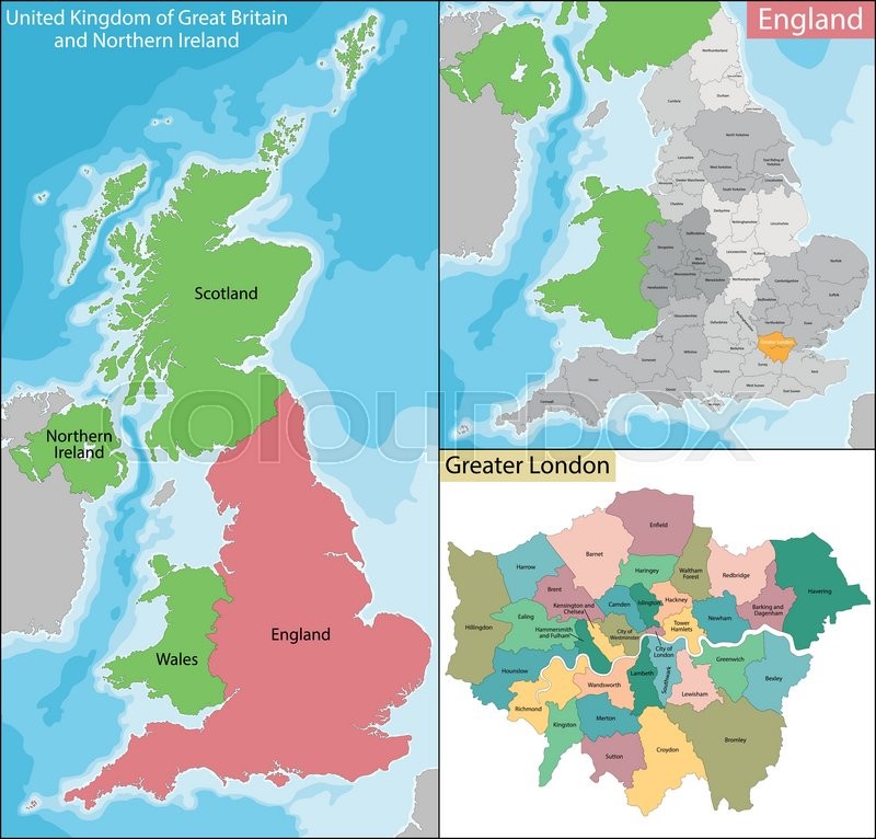 Map of the subdivisions of England ... | Stock vector | Colourbox