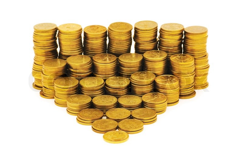 Stapel von Münzen isoliert auf den ... | Stock Bild | Colourbox