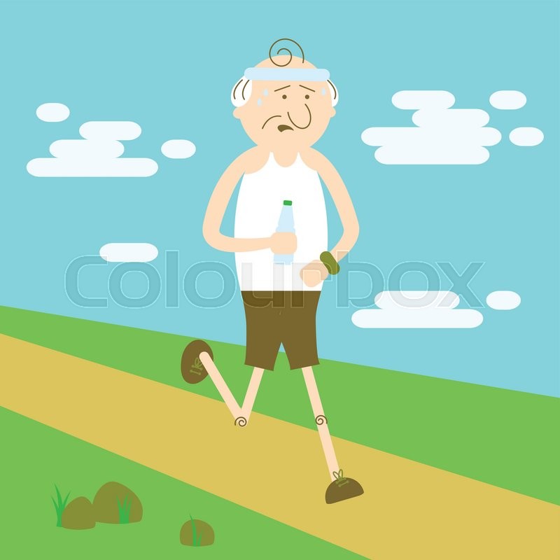 Old Man Running Cartoon