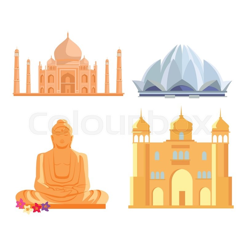 Set famous Indian architectural ... | Stock vector | Colourbox