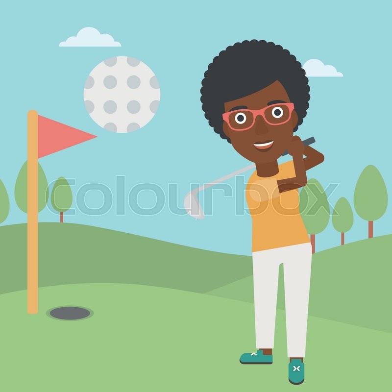 An african-american female golfer ... | Stock vector | Colourbox