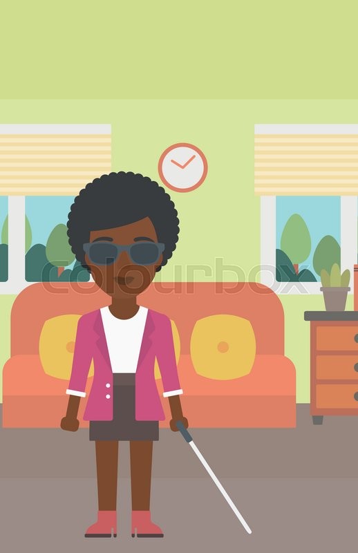An african-american blind young woman ... | Stock vector | Colourbox