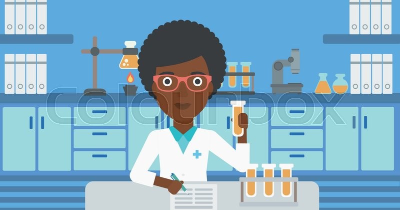 An african-american female laboratory ... | Stock vector | Colourbox