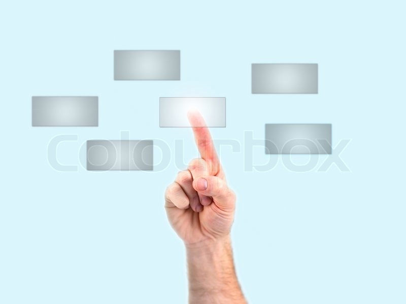 A hand touching a modern touch screen | Stock Photo | Colourbox