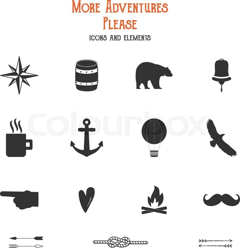 Outdoor icons and elements set for ... | Stock vector | Colourbox
