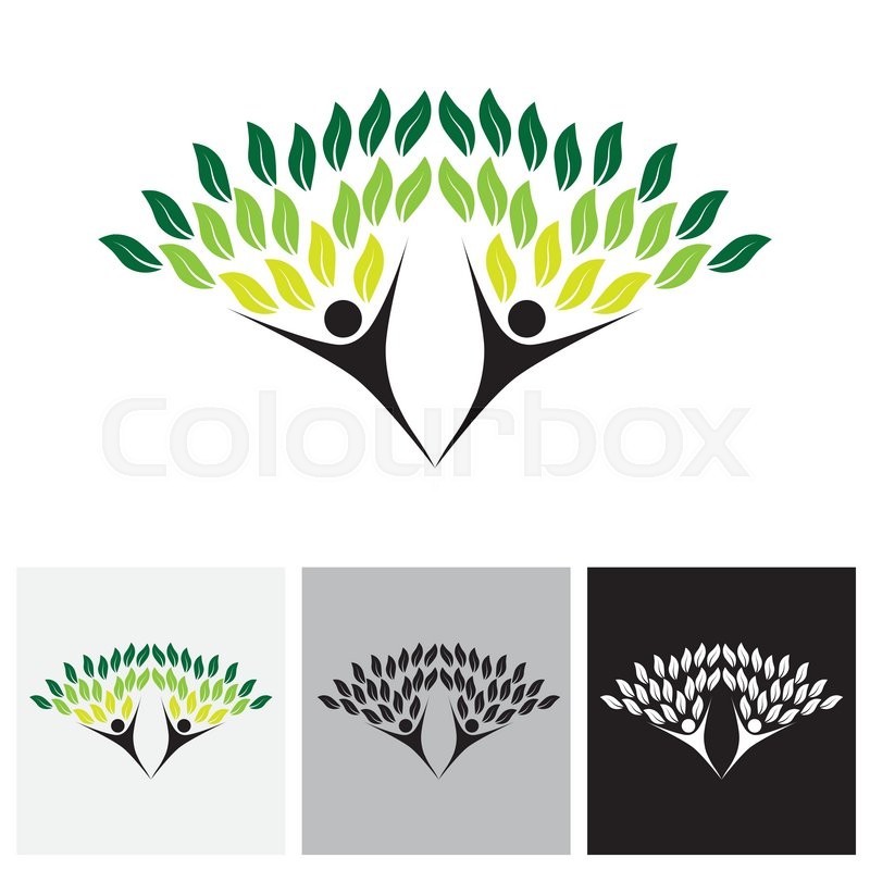 Happy, joyous people as trees of life ... | Stock Vector | Colourbox