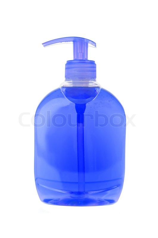 Blue soap bottle isolated on white ... | Stock image | Colourbox