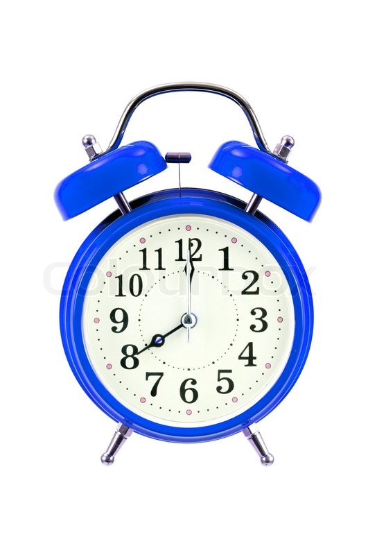 Classic blue alarm clock isolated on ... | Stock image | Colourbox