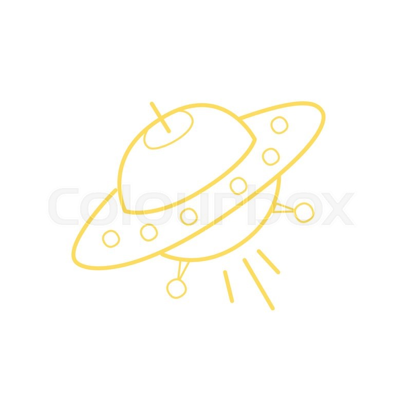 Flying Saucer Simple Contour Drawing. ... | Stock vector | Colourbox