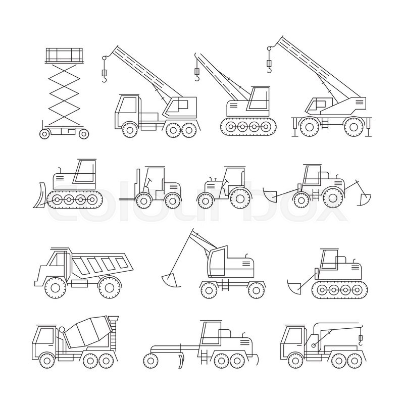 Side View, Heavy Equipment, Machinery, ... | Stock vector | Colourbox