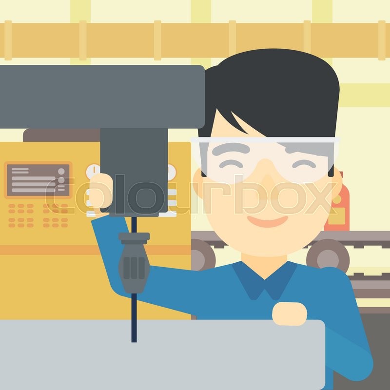 An asian man working on a milling ... | Stock vector | Colourbox