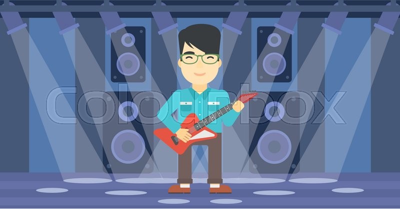 An asian young musician playing ... | Stock vector | Colourbox