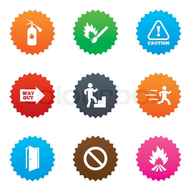 Fire safety, emergency icons. Fire ... | Stock vector | Colourbox