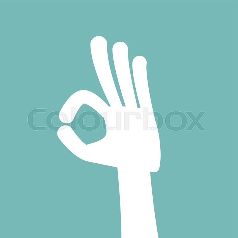Finger sign OK, vector hand gesture in ... | Stock vector | Colourbox