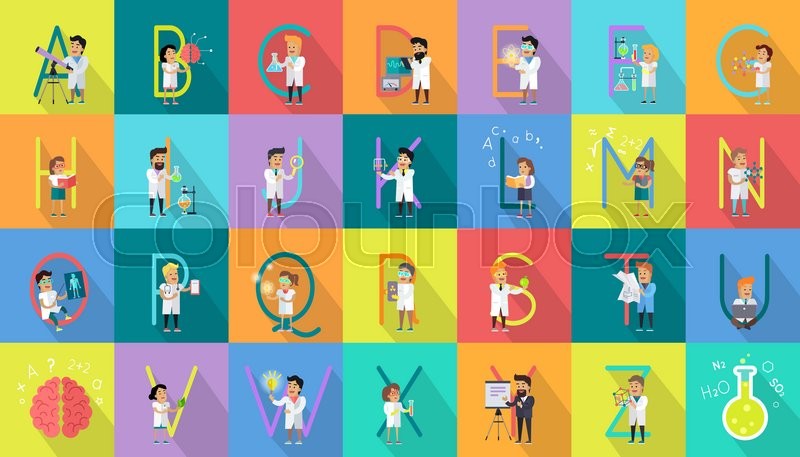 Alphabet science concept. Flat design. ... | Stock vector | Colourbox