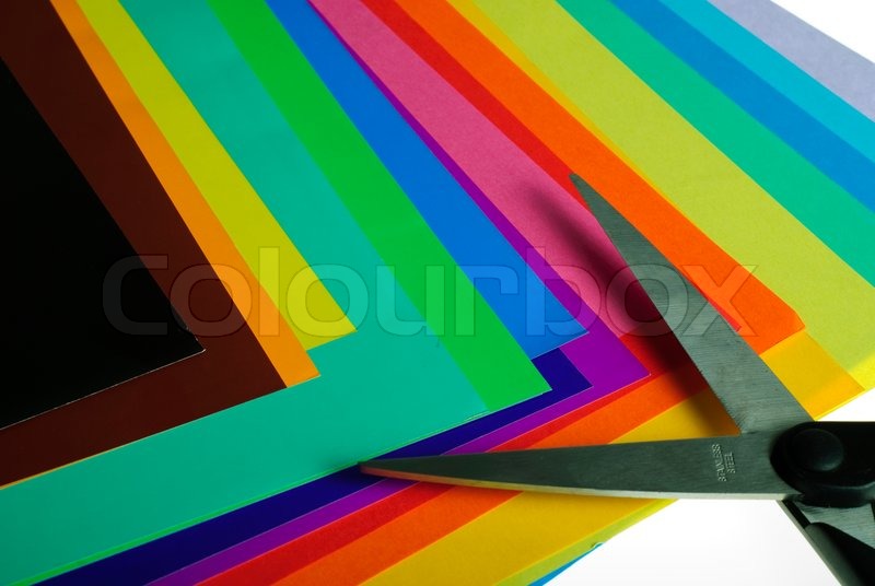 Various color paper stack like a ... | Stock image | Colourbox