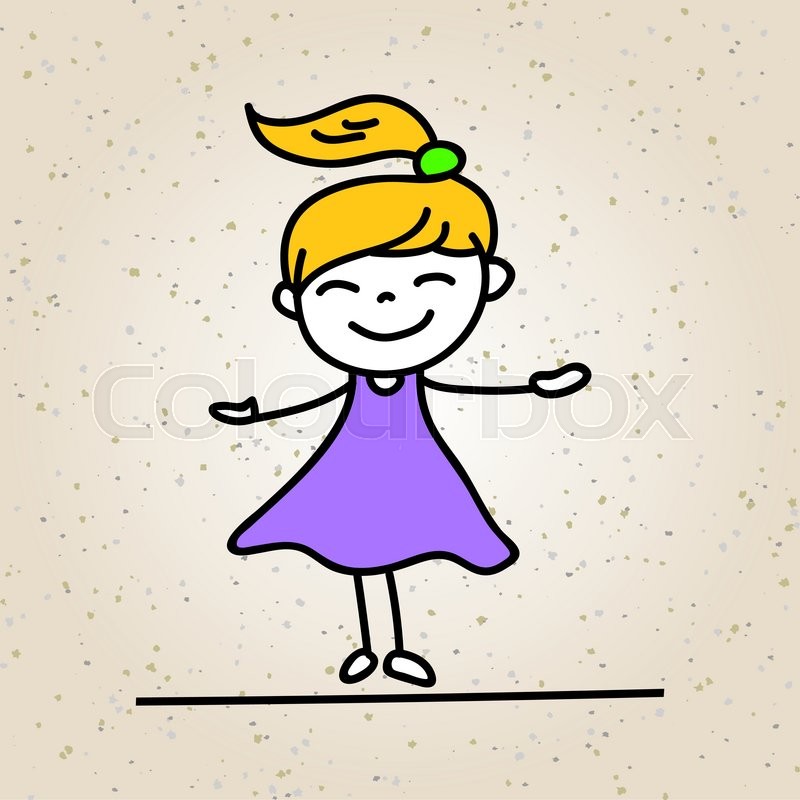 Hand drawing colorful happiness cartoon concept, happy girl, character ...