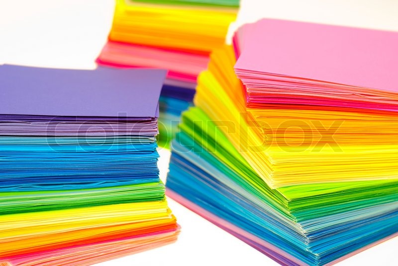 Various color paper stack like a ... | Stock image | Colourbox