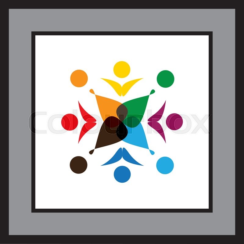 Group of eight people in circle logo ... | Stock vector | Colourbox