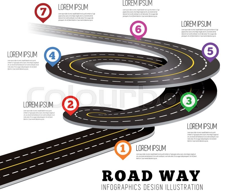 Road way design infographics. Vector ... | Stock vector | Colourbox