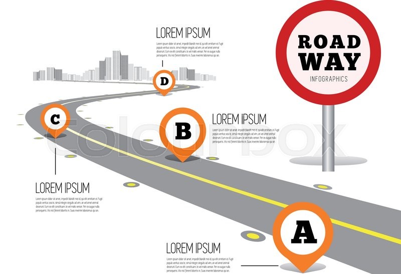 Road way design infographics. Vector ... | Stock vector | Colourbox
