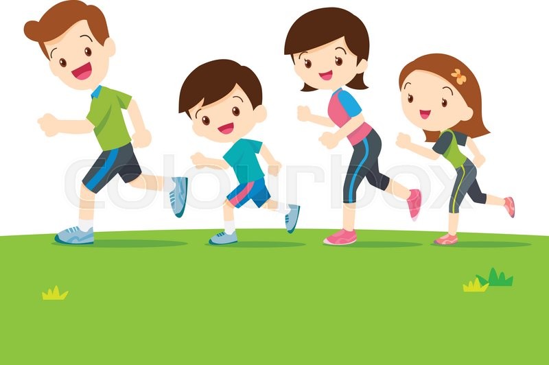 Cute family runing together.Dad son ... | Stock vector | Colourbox