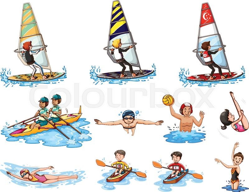 Different kinds of water sports ... | Stock vector | Colourbox