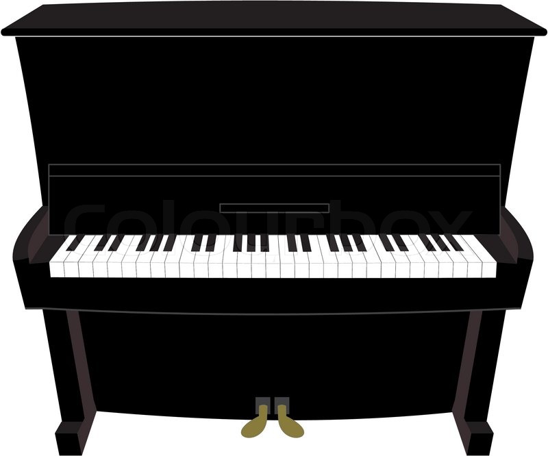 Vektor-Illustration von Cartoon schwarz Klavier – alt, klassisch ...
